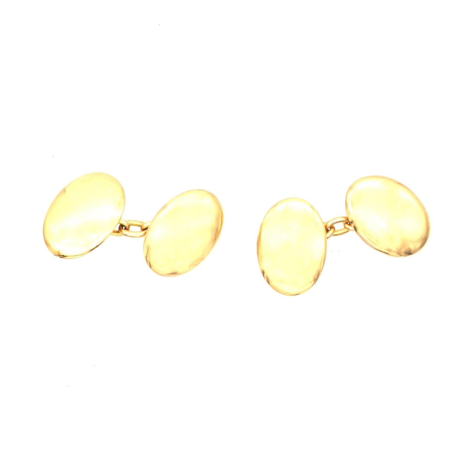 Art Deco 18ct Gold Plain Oval Cufflinks