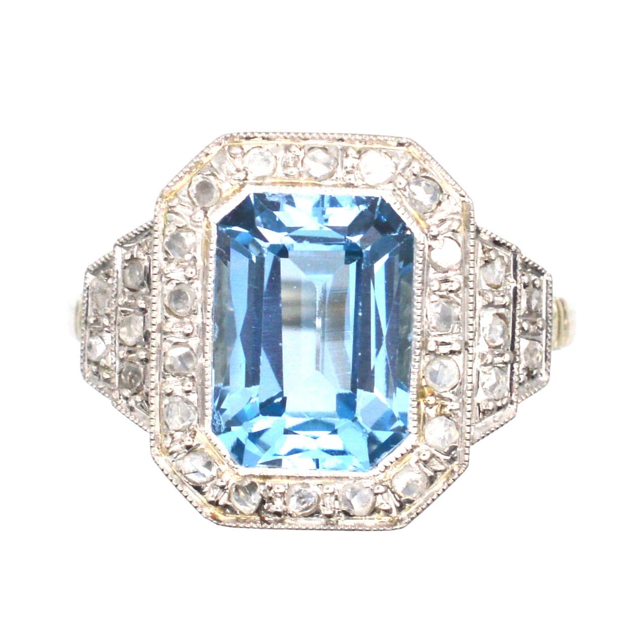 Art Deco Blue Spinel and Diamond Ring