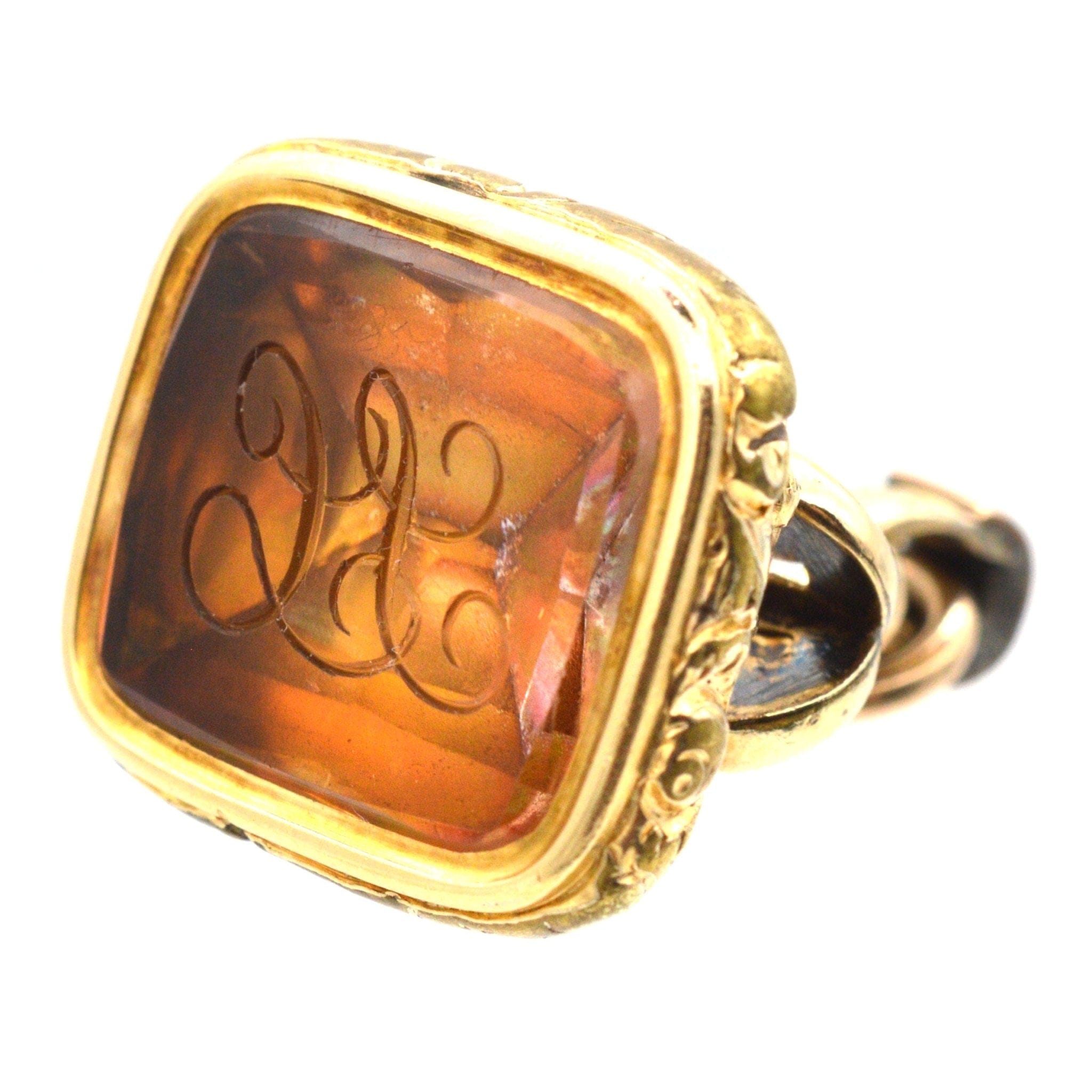 Georgian Gold Cased Seal with a Citrine Intaglio of the monogram 'SC'